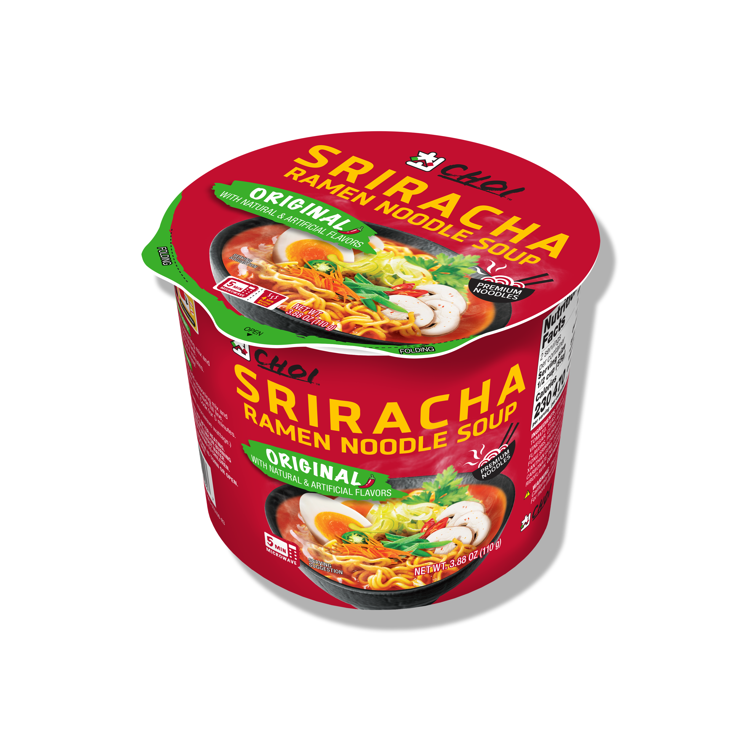 Choi Sriracha Ramen Original 110g Bowl (6-pack) – Choi Premium Ramen