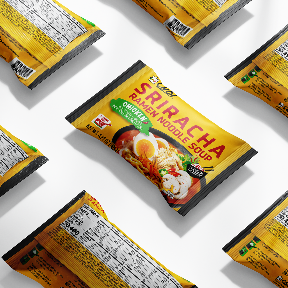 Choi Sriracha Ramen Chicken 120g Pouch (20-pack) – Choi Premium Ramen